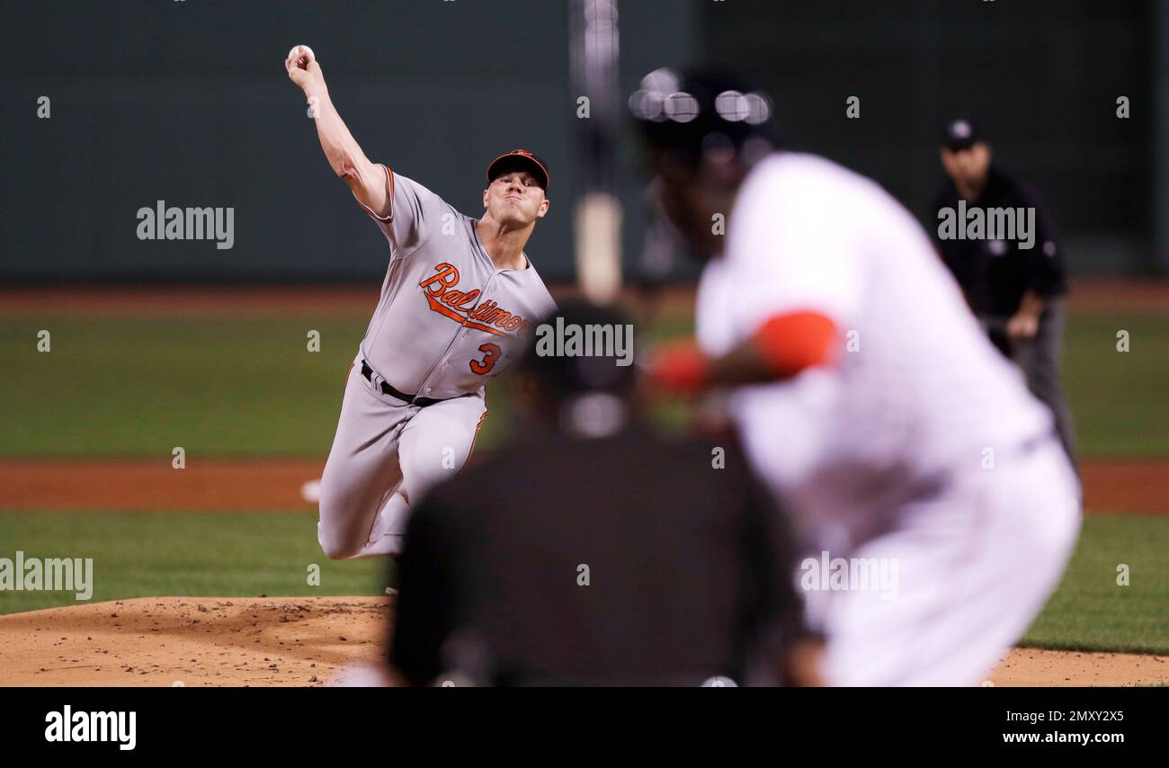 Baltimore Orioles pitcher Dylan Bundy delivers at Fenway Park, Tuesday ...