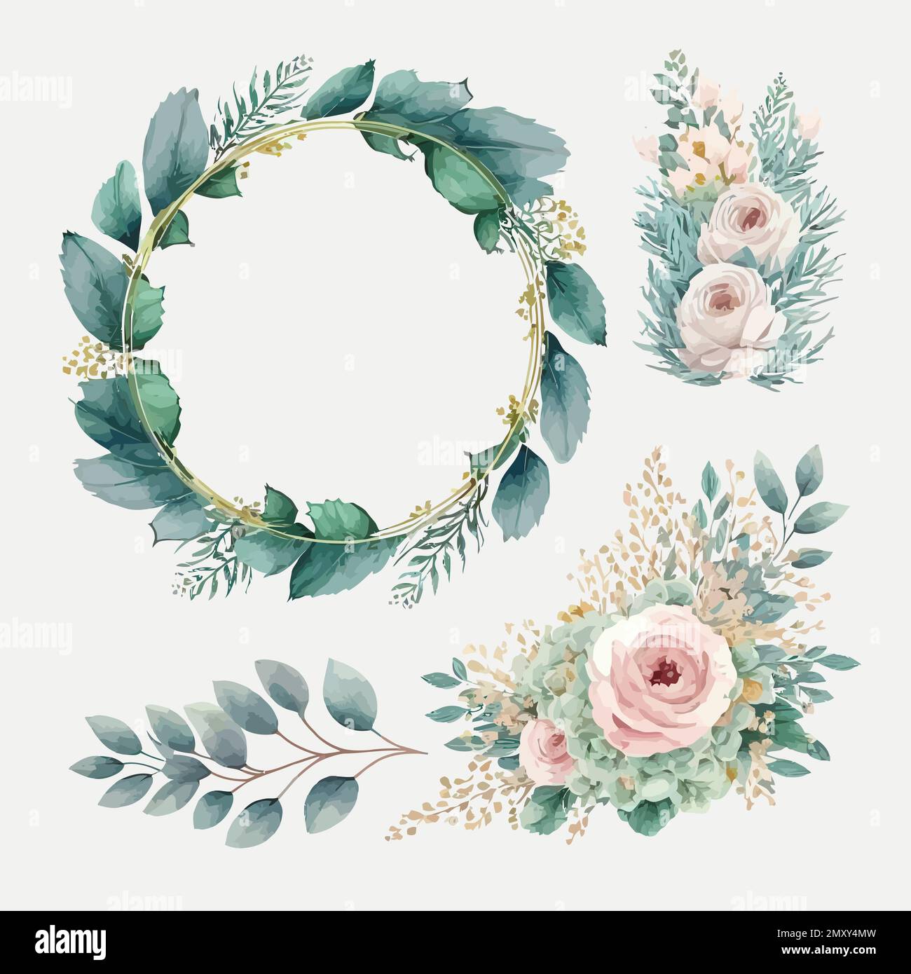 Blush watercolor floral hi-res stock photography and images - Alamy