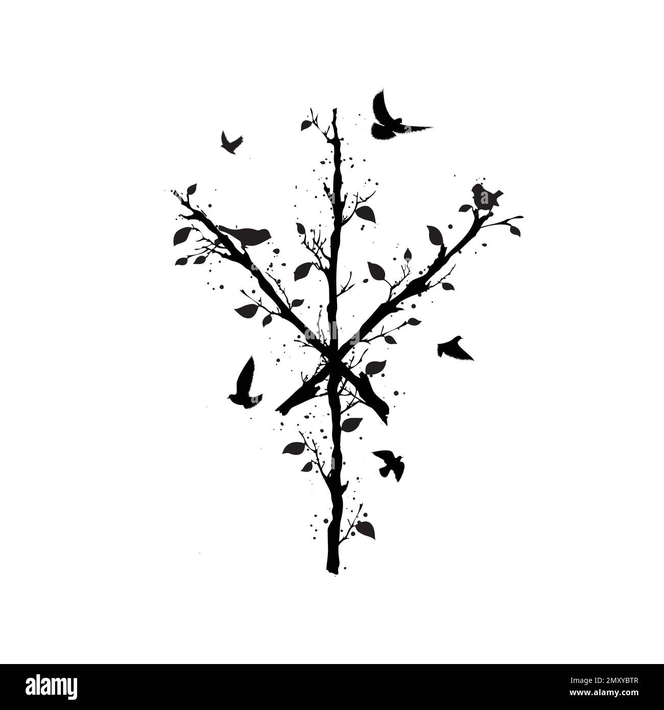 Rune with tree branches and birds Stock Vector Image & Art - Alamy