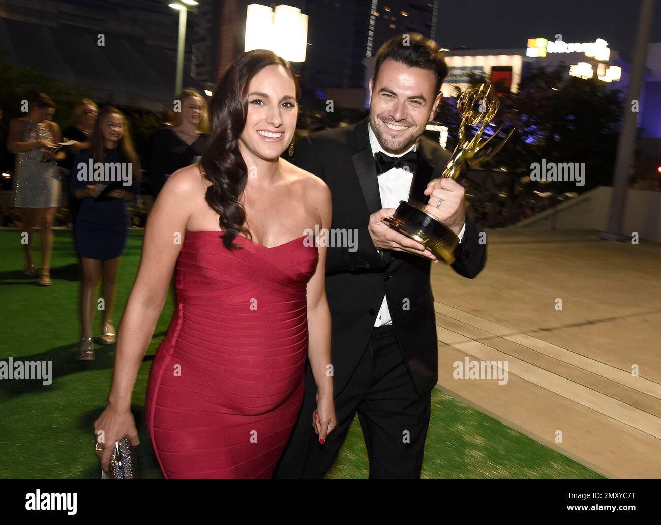 Meredith Winston, left, and Ben Winston, winner of the award for outstanding variety special for ...