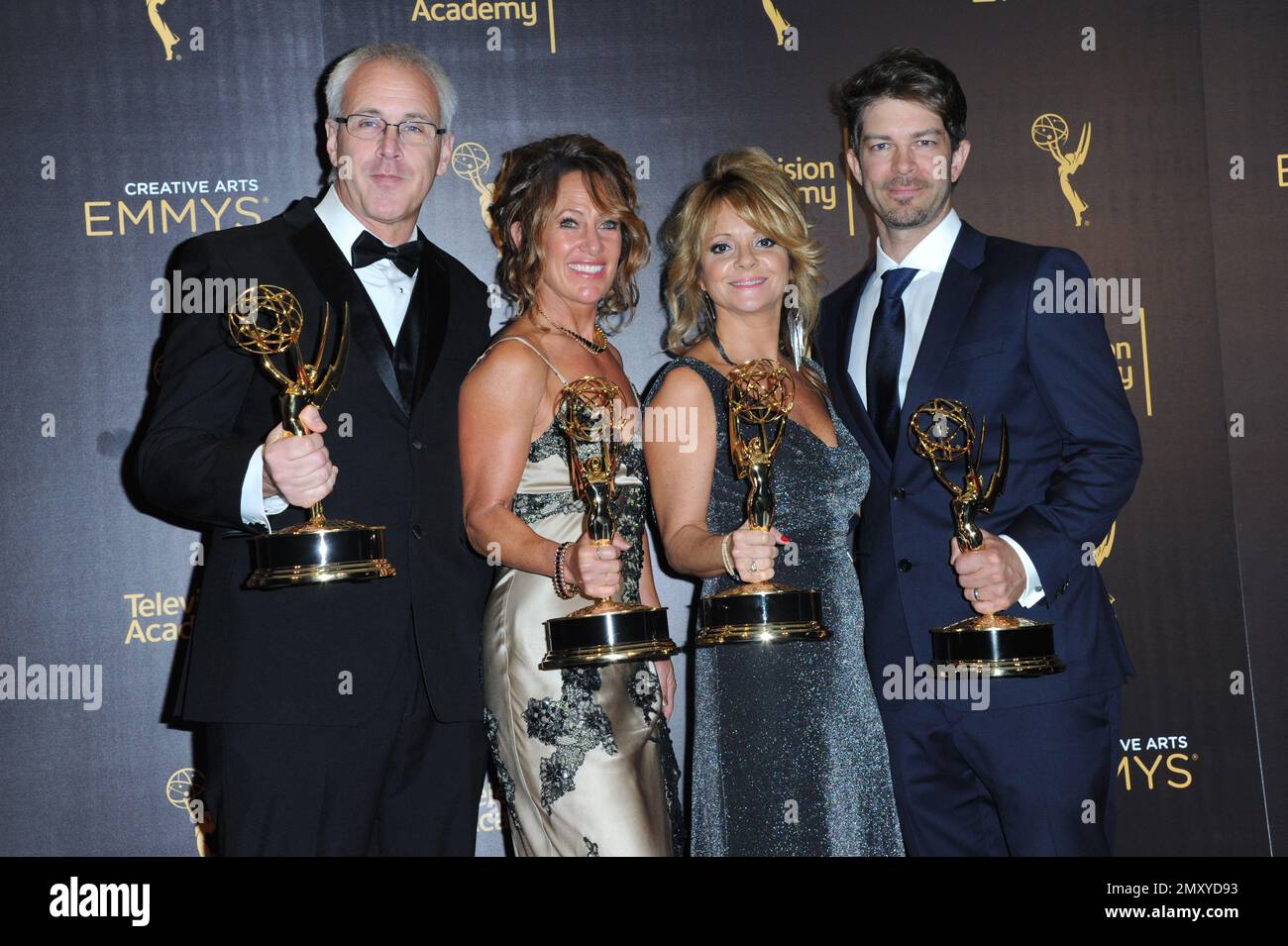 The team from “Key & Peele” poses in the press room with their award ...