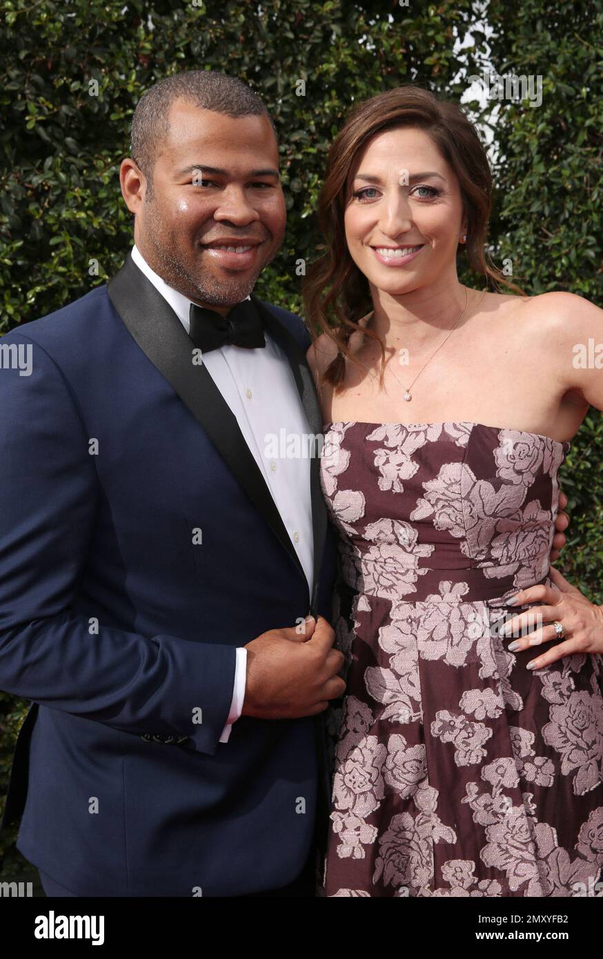 Jordan Peele, left, and Chelsea Peretti arrive at night two of the ...