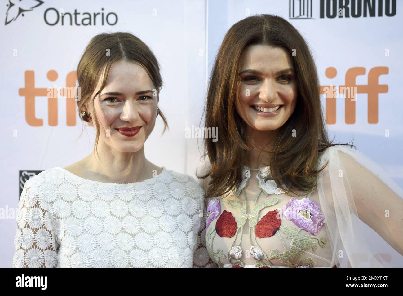 Caren Pistorius, left, and Rachel Weisz arrive at the "Denial" premiere ...
