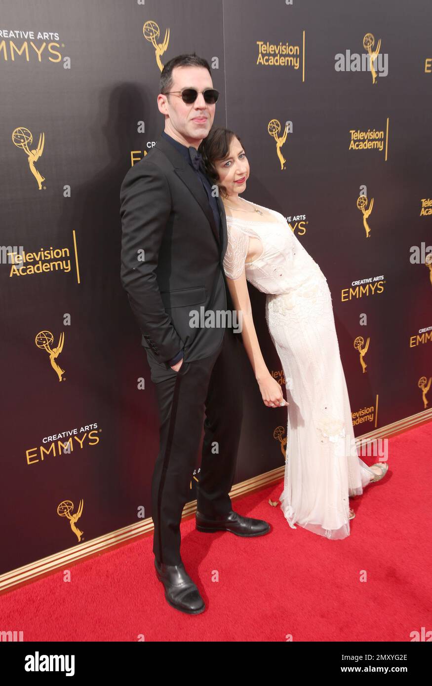 Rich Blomquist, left, and Kristen Schaal arrive at night two of the ...