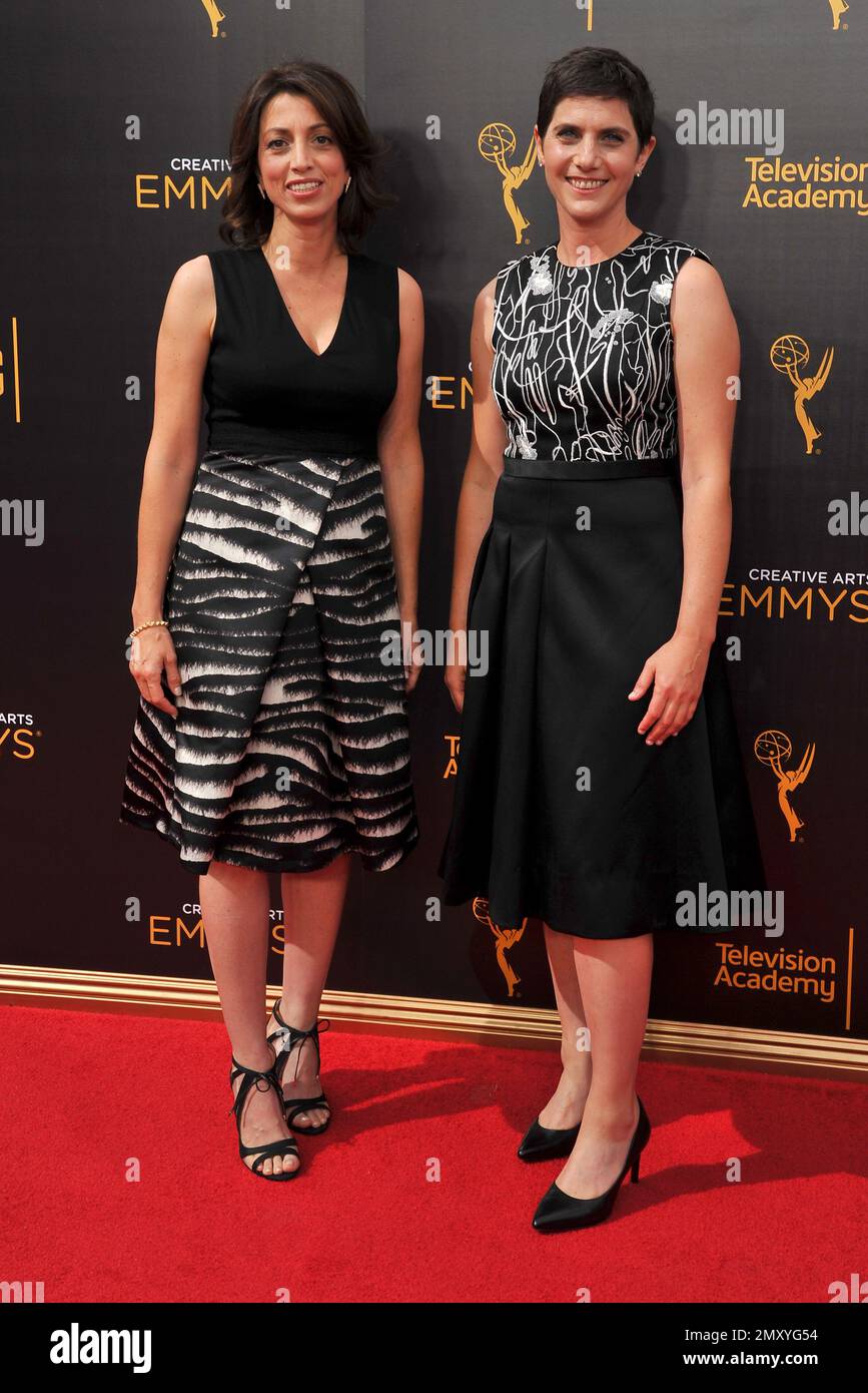 Laura Ricciardi, from left, and Moira Demos arrive at night two of the ...