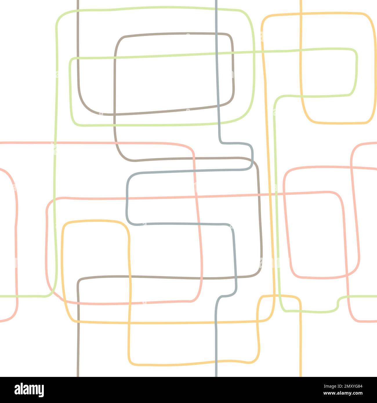 Chaotic artistic seamless pattern. Creative swirls, curved one line ...