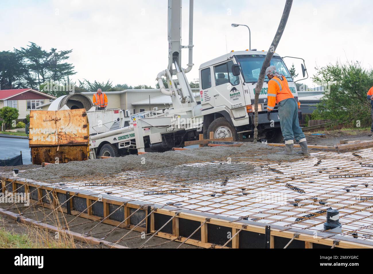 A group of construction workers developing land fields to build new ...