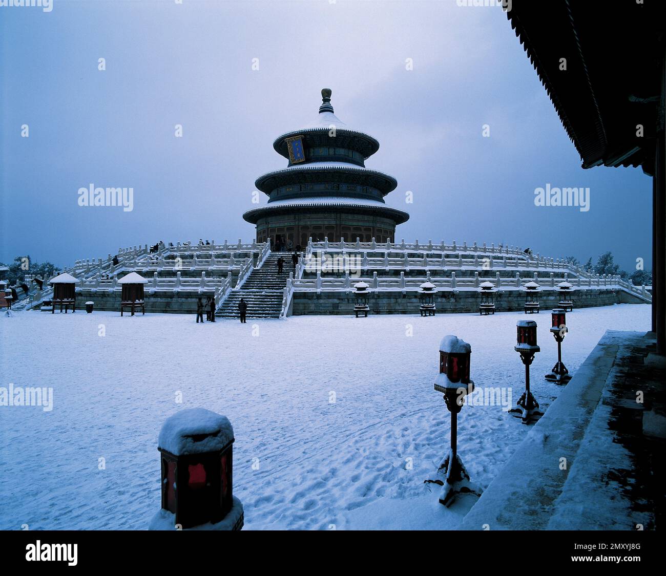 The temple of heaven QiNianDian snow Stock Photo - Alamy