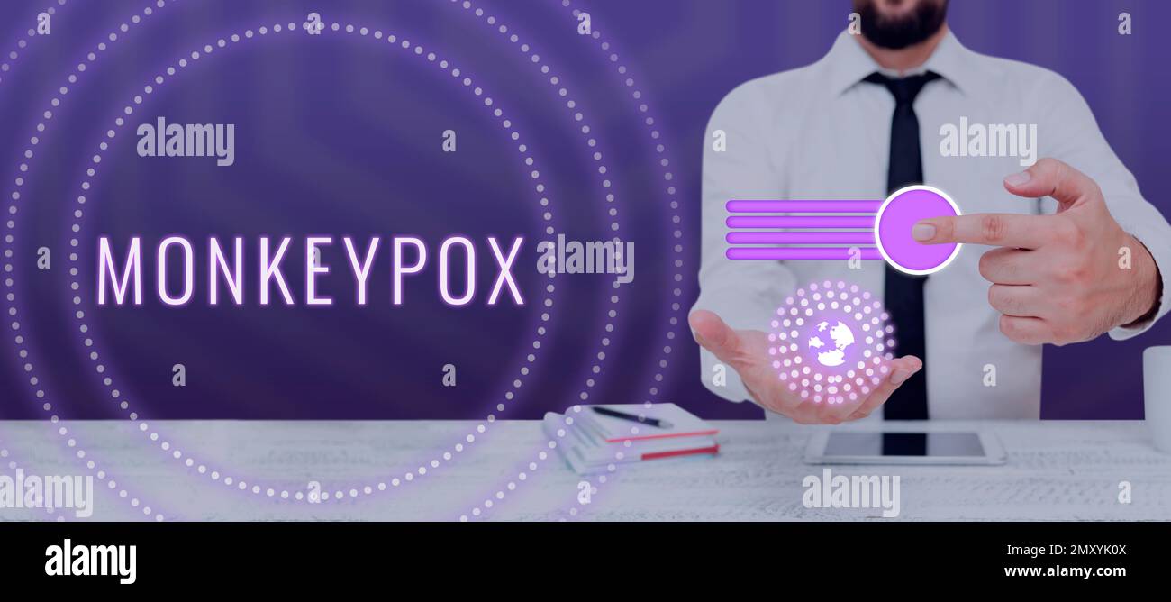 Text caption presenting Monkeypox. Word Written on poxvirus of Africa ...
