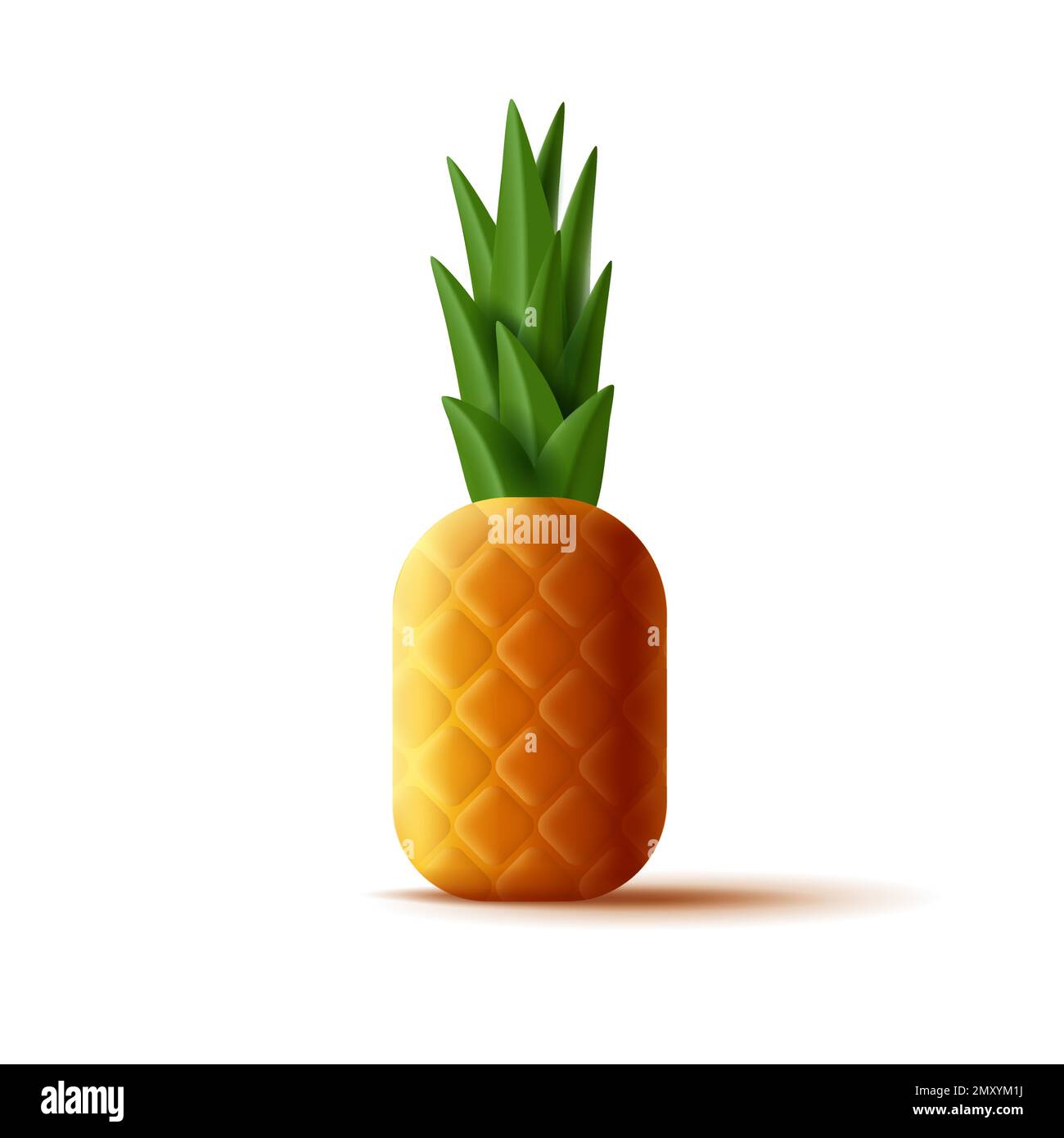 Pineapple 3d icon. The tropical fruit render style icon, rounded ...