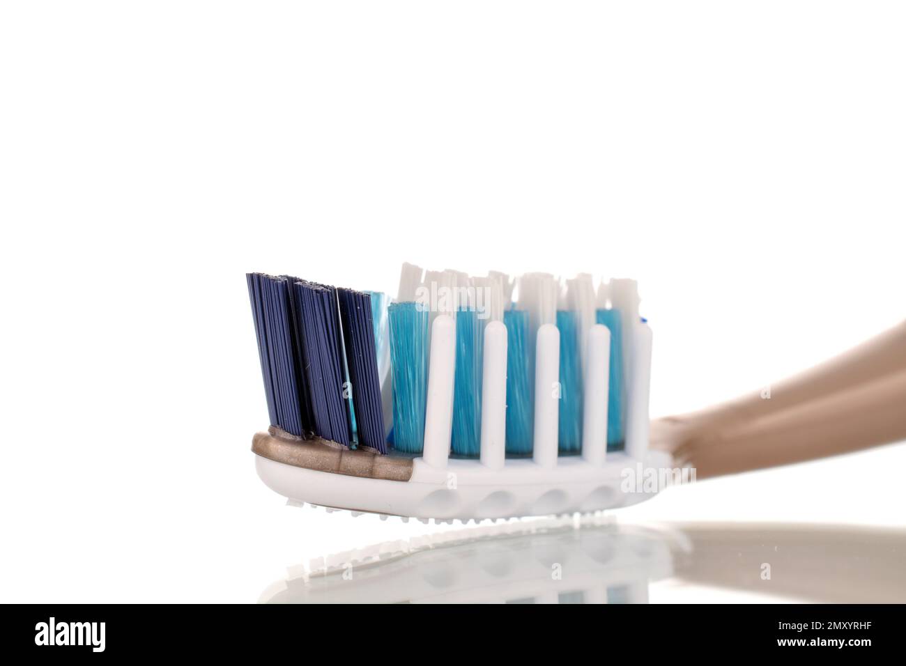 Oral care products, one toothbrush, macro, isolated on white background ...