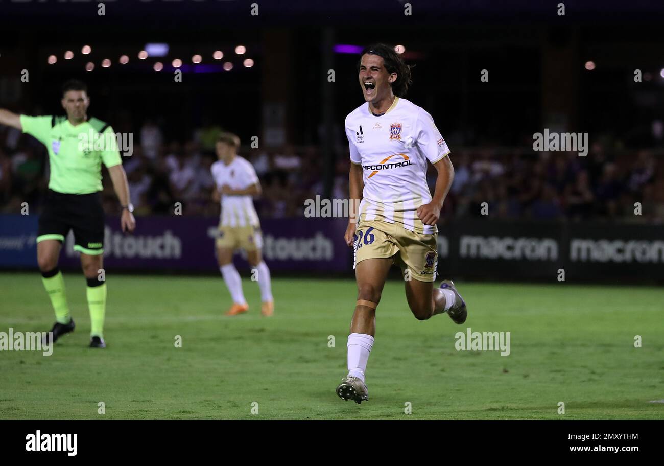 Archie Goodwin of the Jets celebrates scoring a goal during the A ...