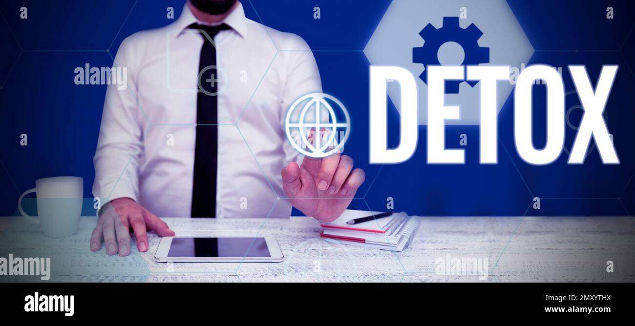 Sign displaying Detox. Word Written on Moment for Diet Nutrition health ...