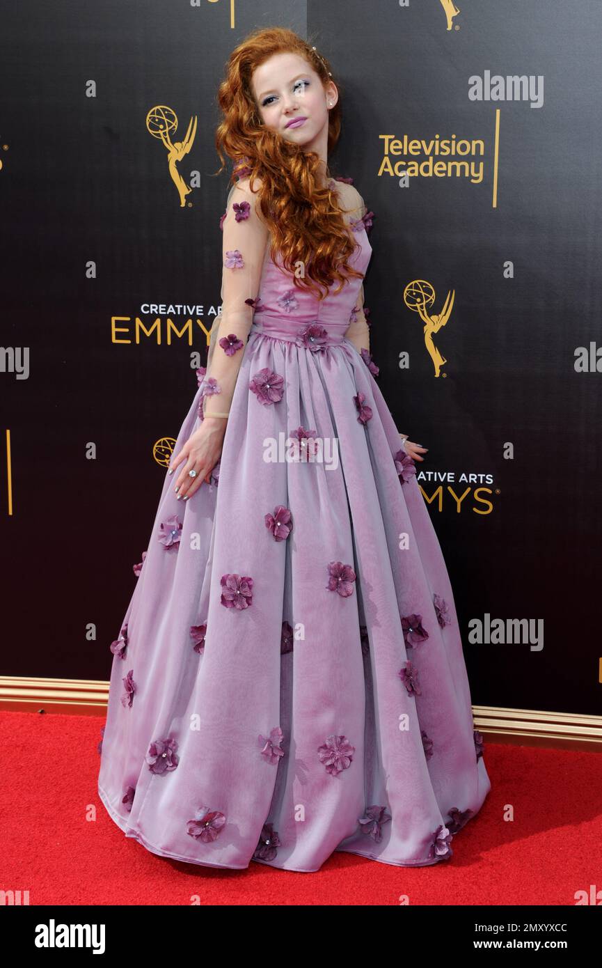 Francesca Capaldi arrives at night one of the Creative Arts Emmy Awards at the Microsoft Theater ...