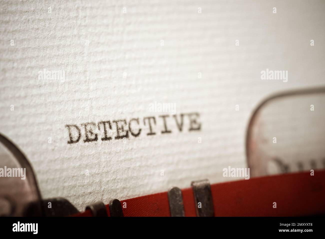 Detective word written with a typewriter Stock Photo - Alamy