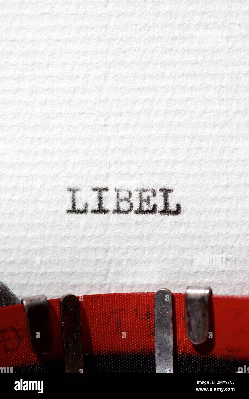 Libel word written with a typewriter Stock Photo - Alamy