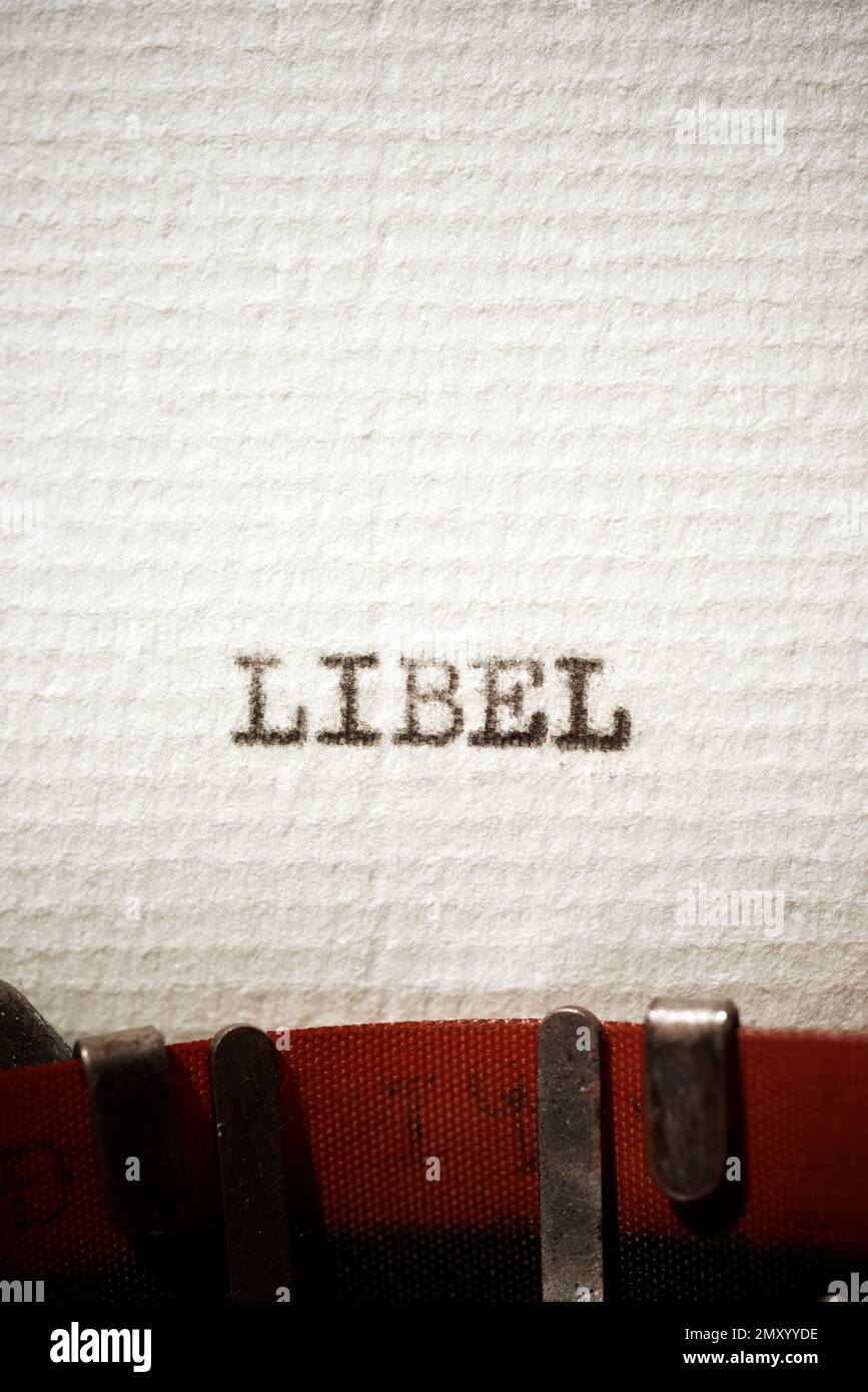 Libel word written with a typewriter Stock Photo - Alamy