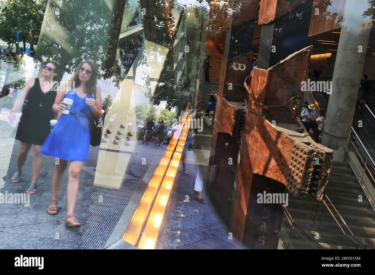Visitors and one of steel beams known as the tridents from the original ...