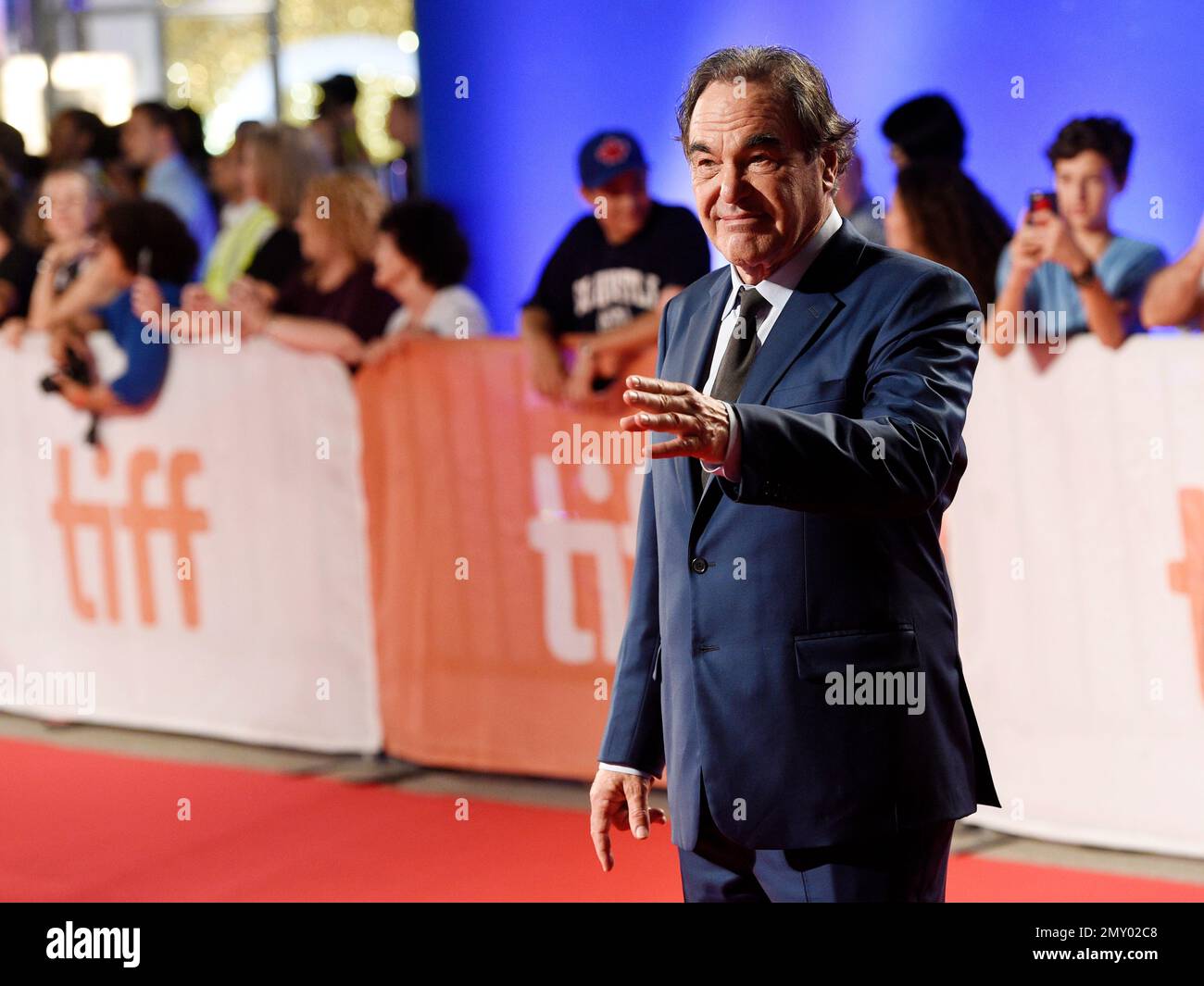 Oliver Stone, director of "Snowden," poses at the premiere of the film ...