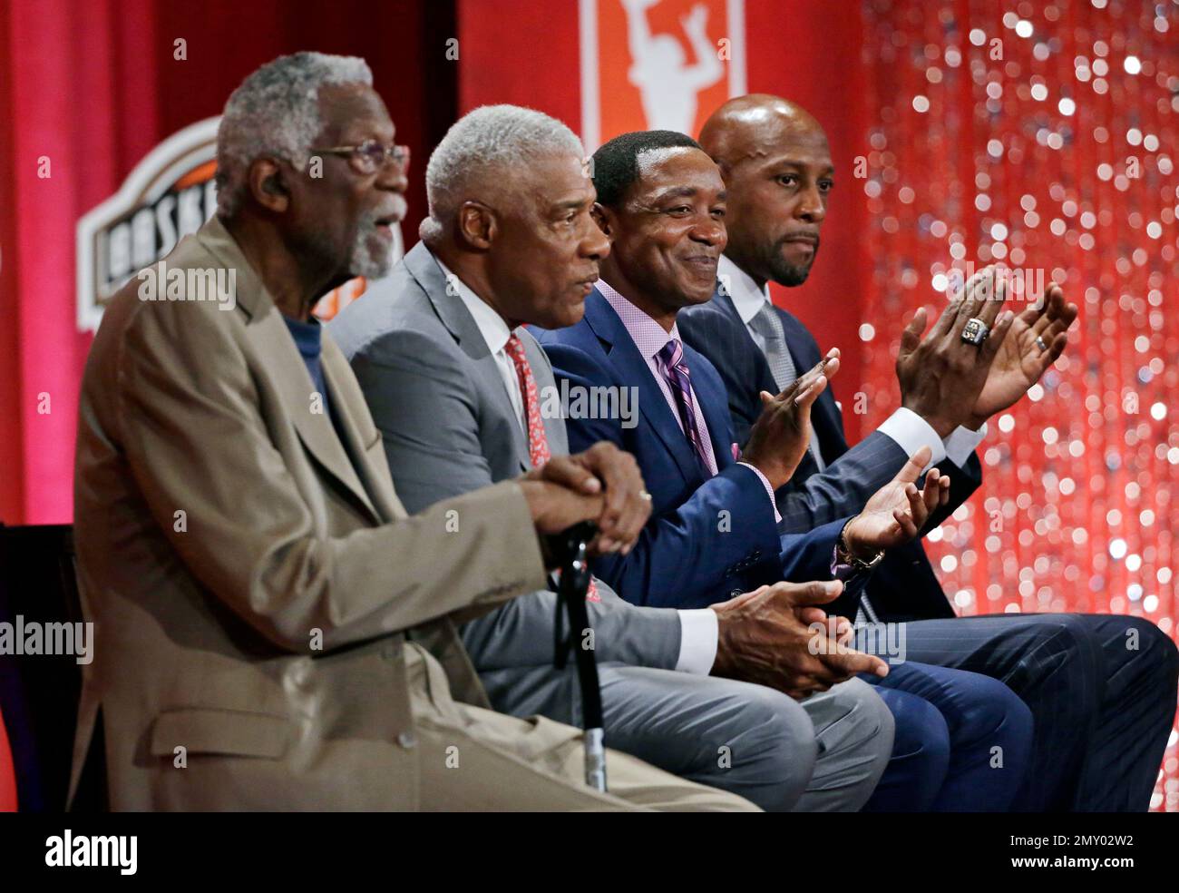Basketball Hall of Fame presenters, from left, Bill Russell, Julius ...