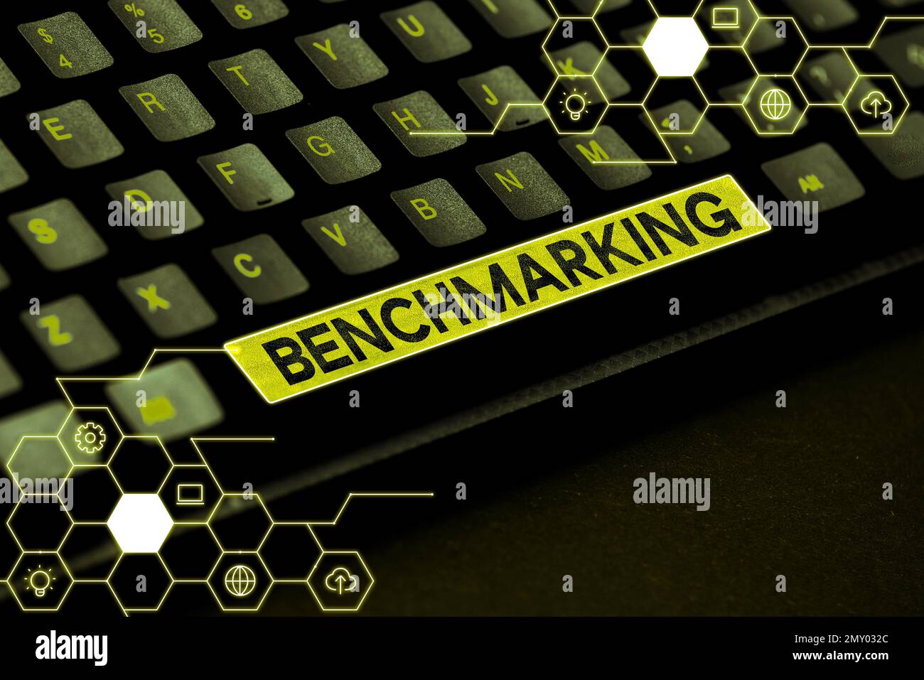 Hand writing sign Benchmarking. Concept meaning Evaluate something by ...