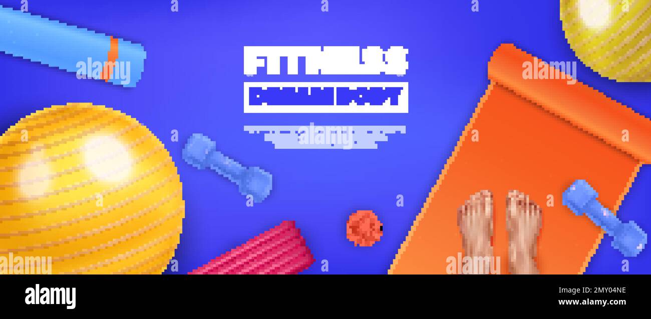 Realistic yoga poster with fitness mats and other equipment vector ...