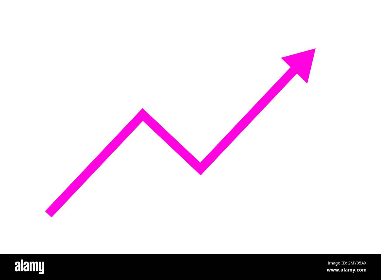 Hot pink arrow graph for a concept of Increasing isolated on white ...