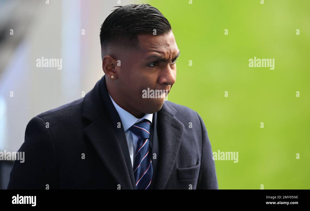 Rangers’ Alfredo Morelos arrives before the cinch Premiership match at ...