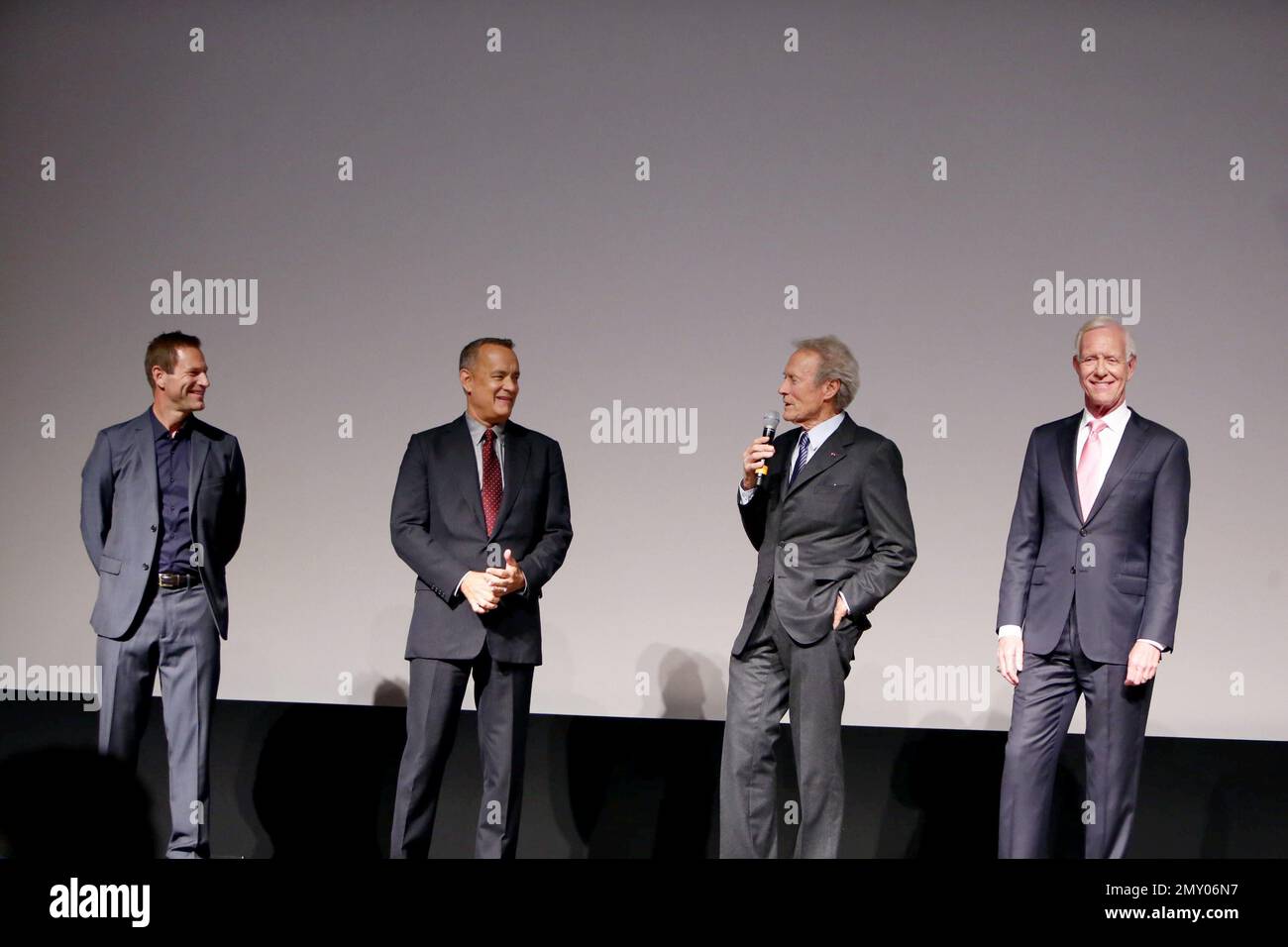 Aaron Eckhart, Tom Hanks, Director/Producer Clint Eastwood and Author ...