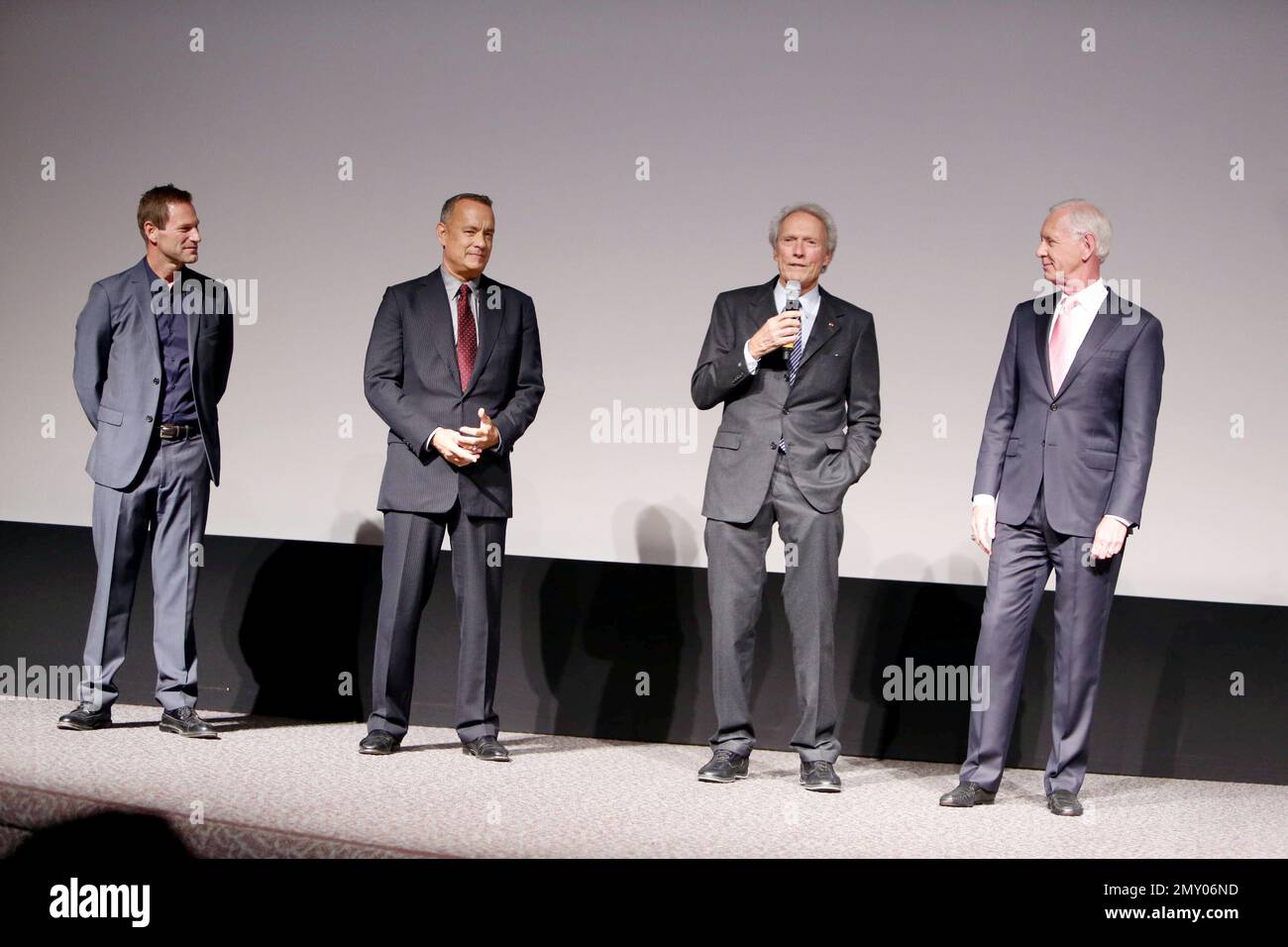 Aaron Eckhart, Tom Hanks, Director/Producer Clint Eastwood and Author ...