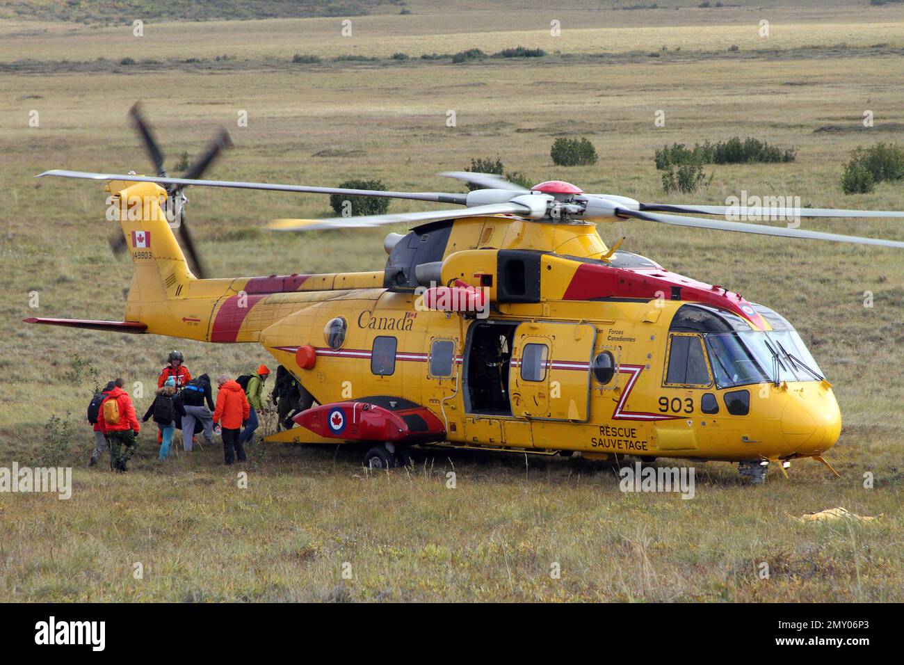 This Aug. 24, 2016, photo shows soldiers loading into a Canadian rescue ...