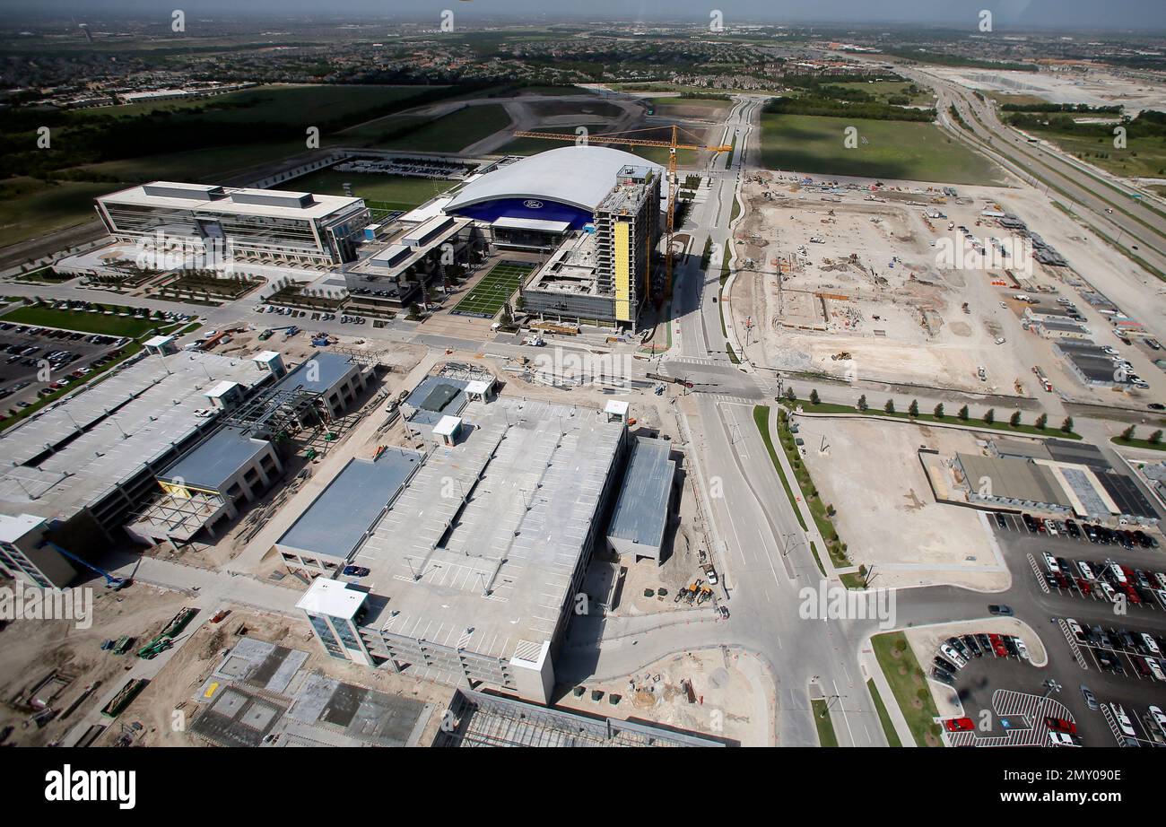 Star, top left, and Ford Center, top center, are seen in this aerial ...