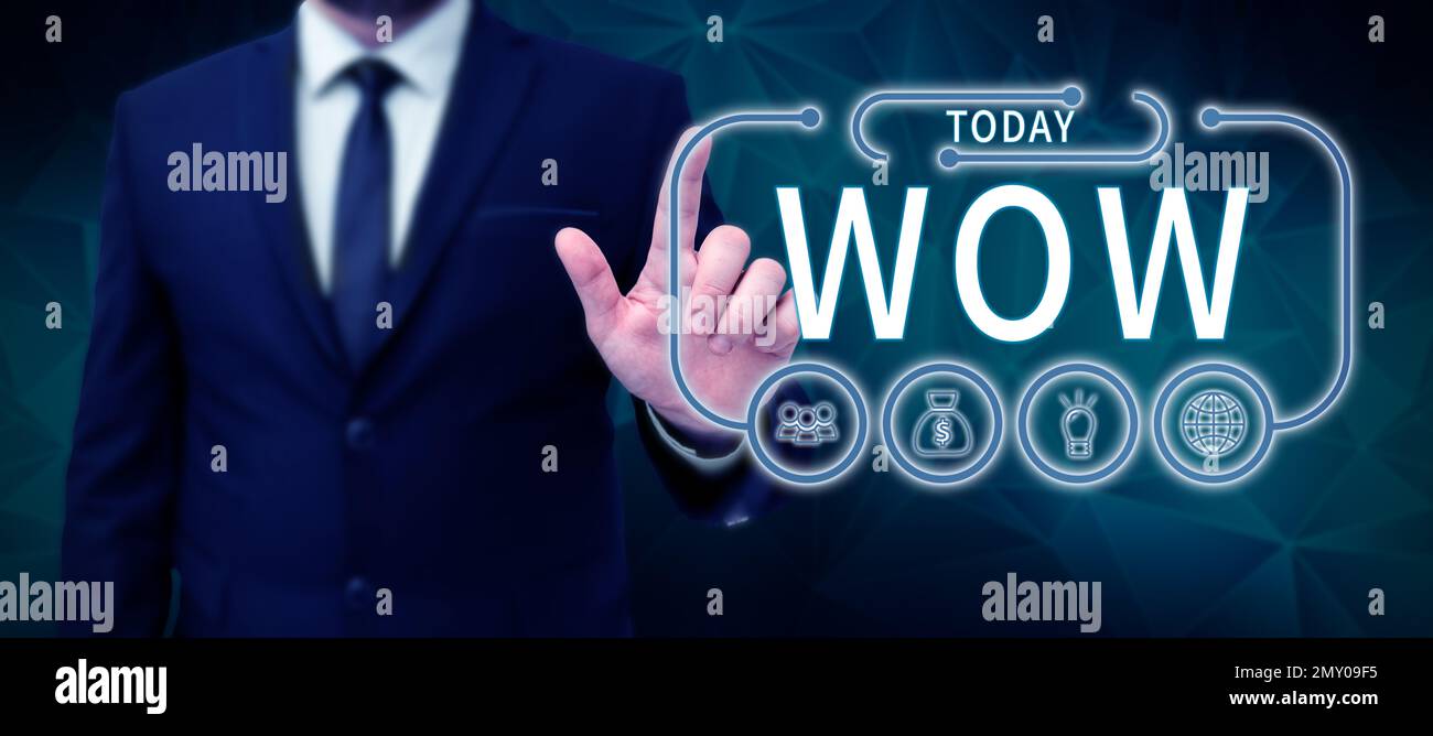 Inspiration showing sign Wow. Concept meaning Expressing astonishment ...
