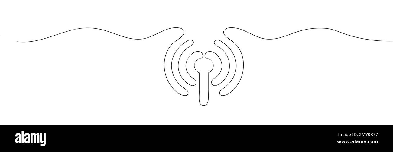 Continuous wifi line. hand drawn background one line wifi. Vector ...