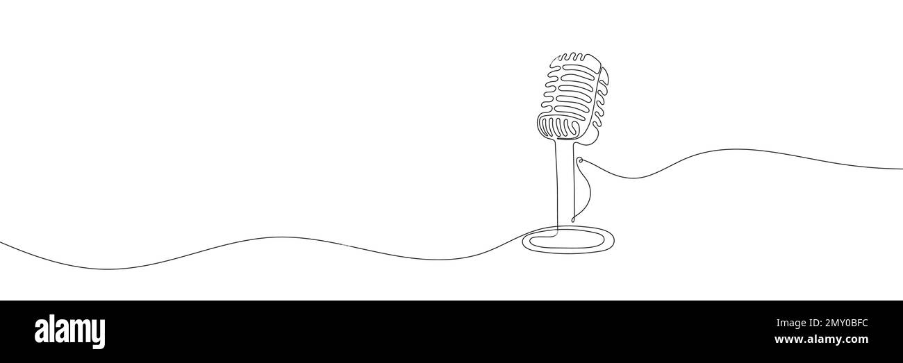 The microphone is drawn in one line on a white background Stock Vector ...