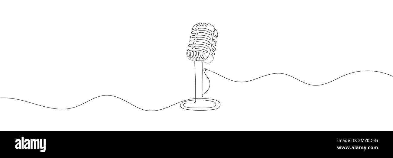 The microphone is drawn in one line on a white background Stock Vector ...