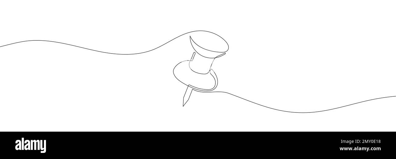 Continuous one line drawing of a paper pin. Drawing pin. Vector ...