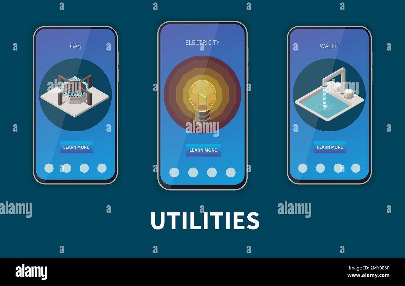 Utility expences set with mobile phones and payment application ...