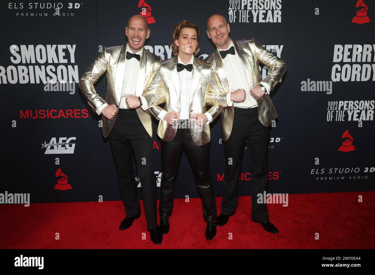 Los Angeles, Ca. 3rd Feb, 2023. Phil Hanseroth, Brandi Carlile, Tim ...