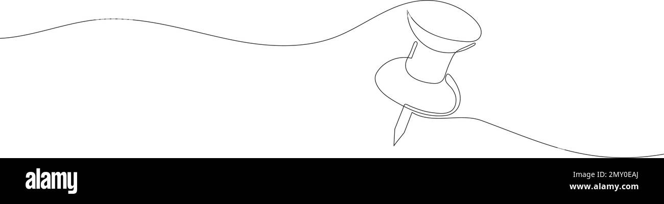 Continuous one line drawing of a paper pin. Drawing pin. Vector ...