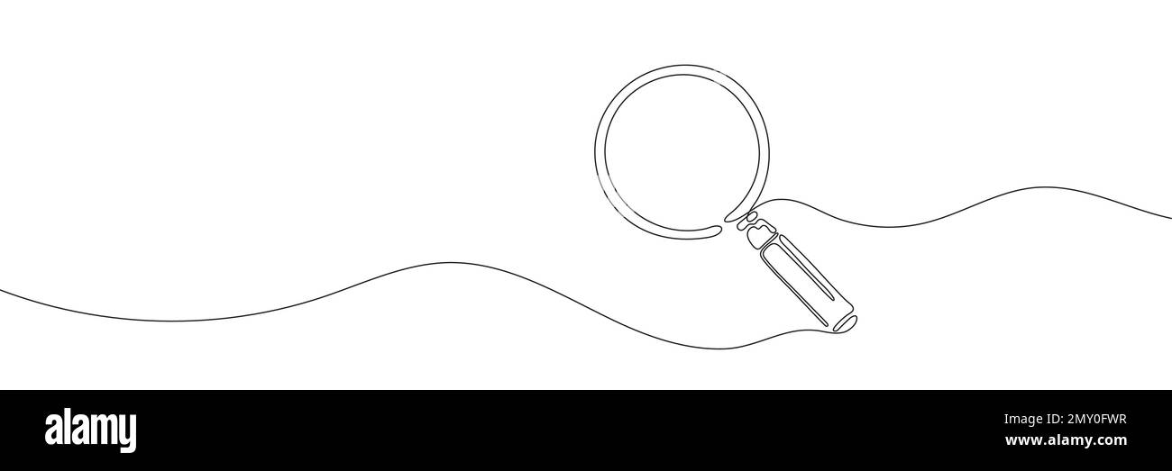 One continuous line of magnifying glass. Continuous line drawing of a ...