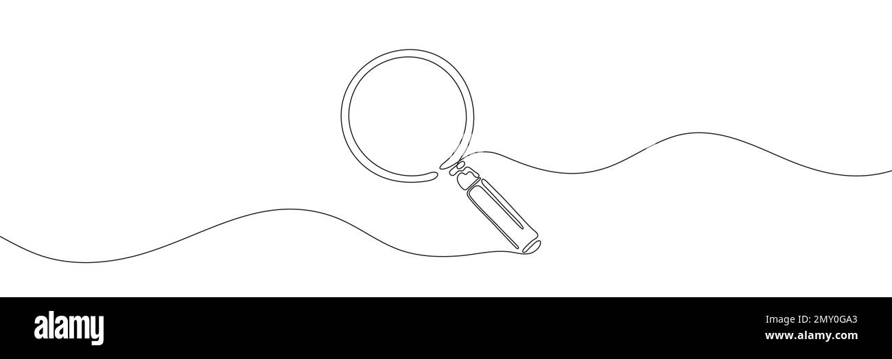 One continuous line of magnifying glass. Continuous line drawing of a ...