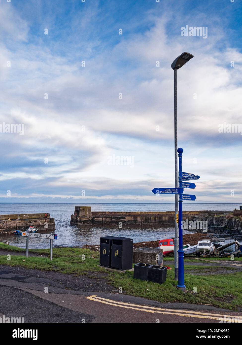 Fishing boats the harbour in the village of craster northumberland hi ...