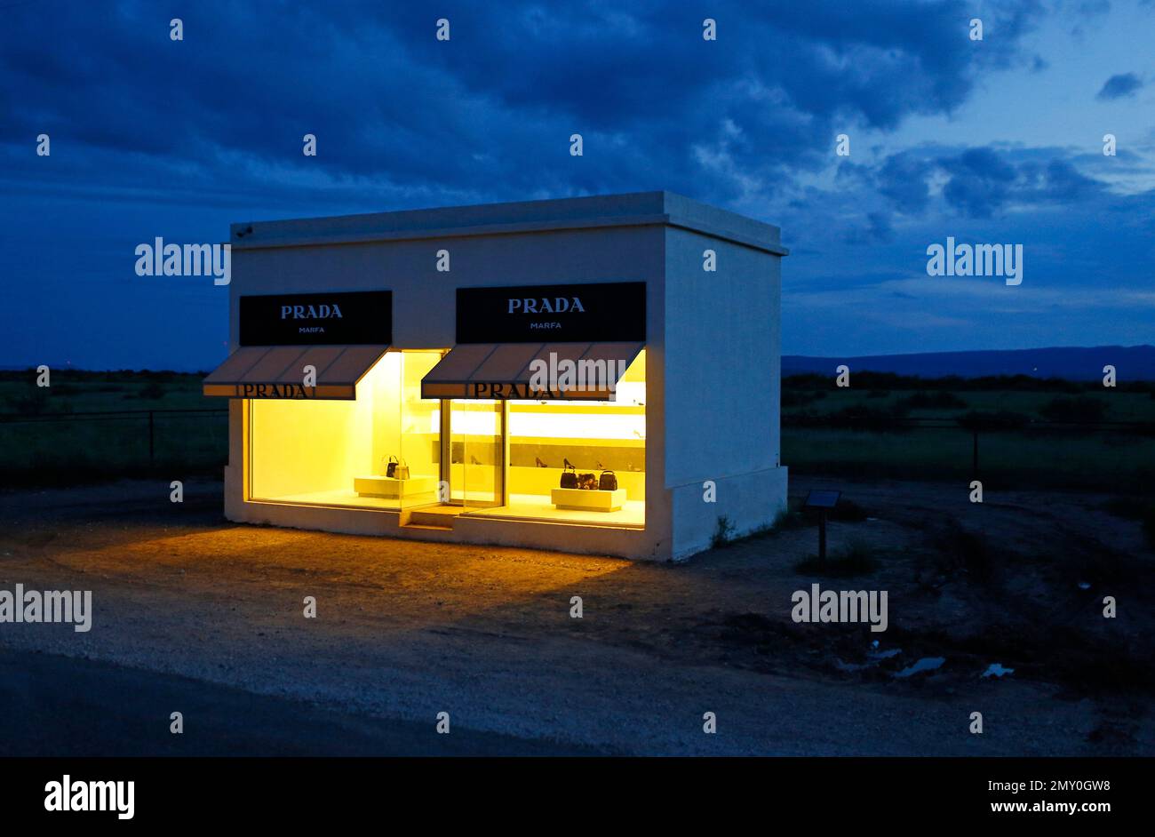 Dusk settles in over Prada Marfa, an art installation in Valentine ...