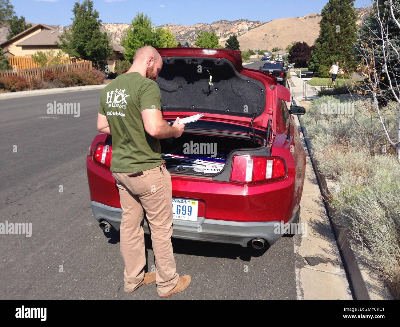 In this photo taken Aug. 19, 2016, Iraq war veteran Jon Staab, a ...