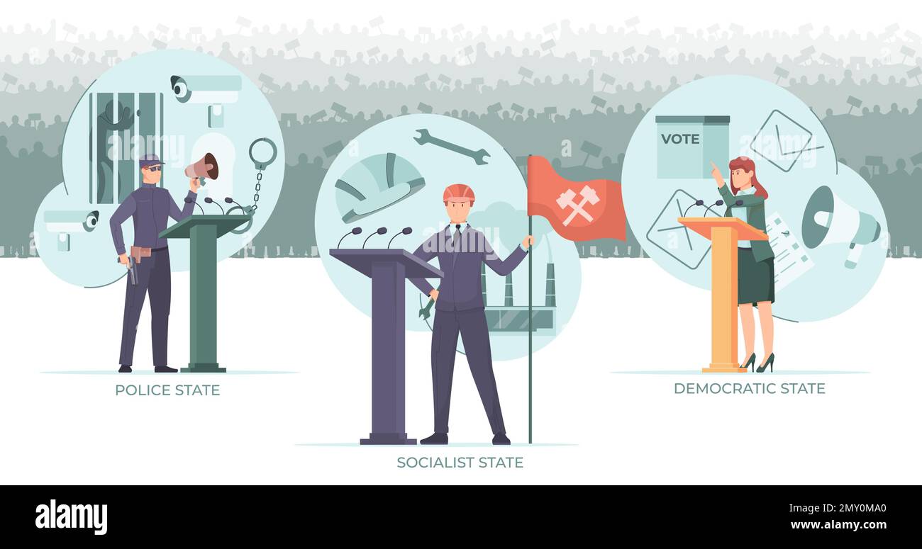 Government types background with police and socialist state symbols ...