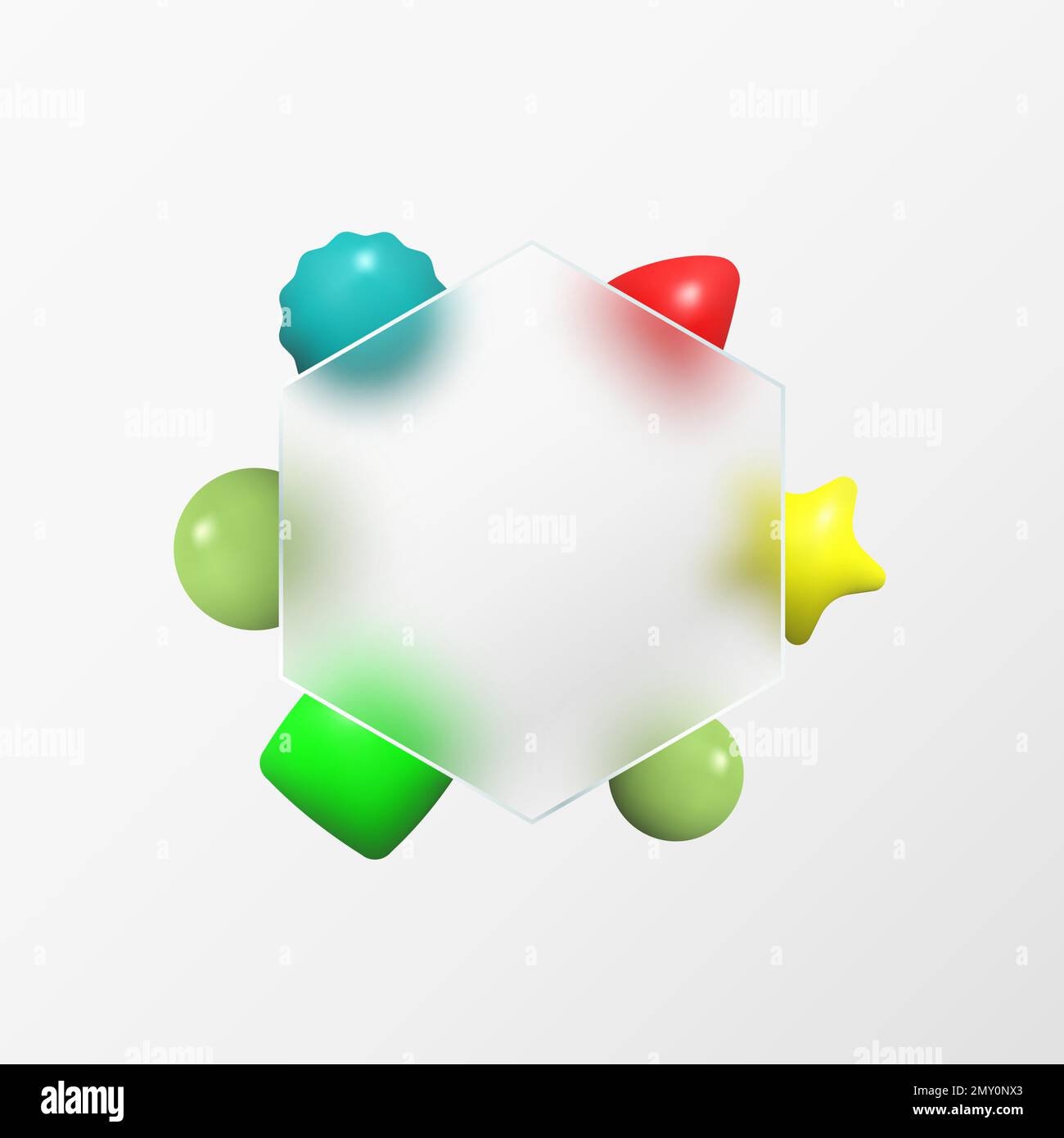 Hexagon in glass morphism style. Vector banner ui design template ...