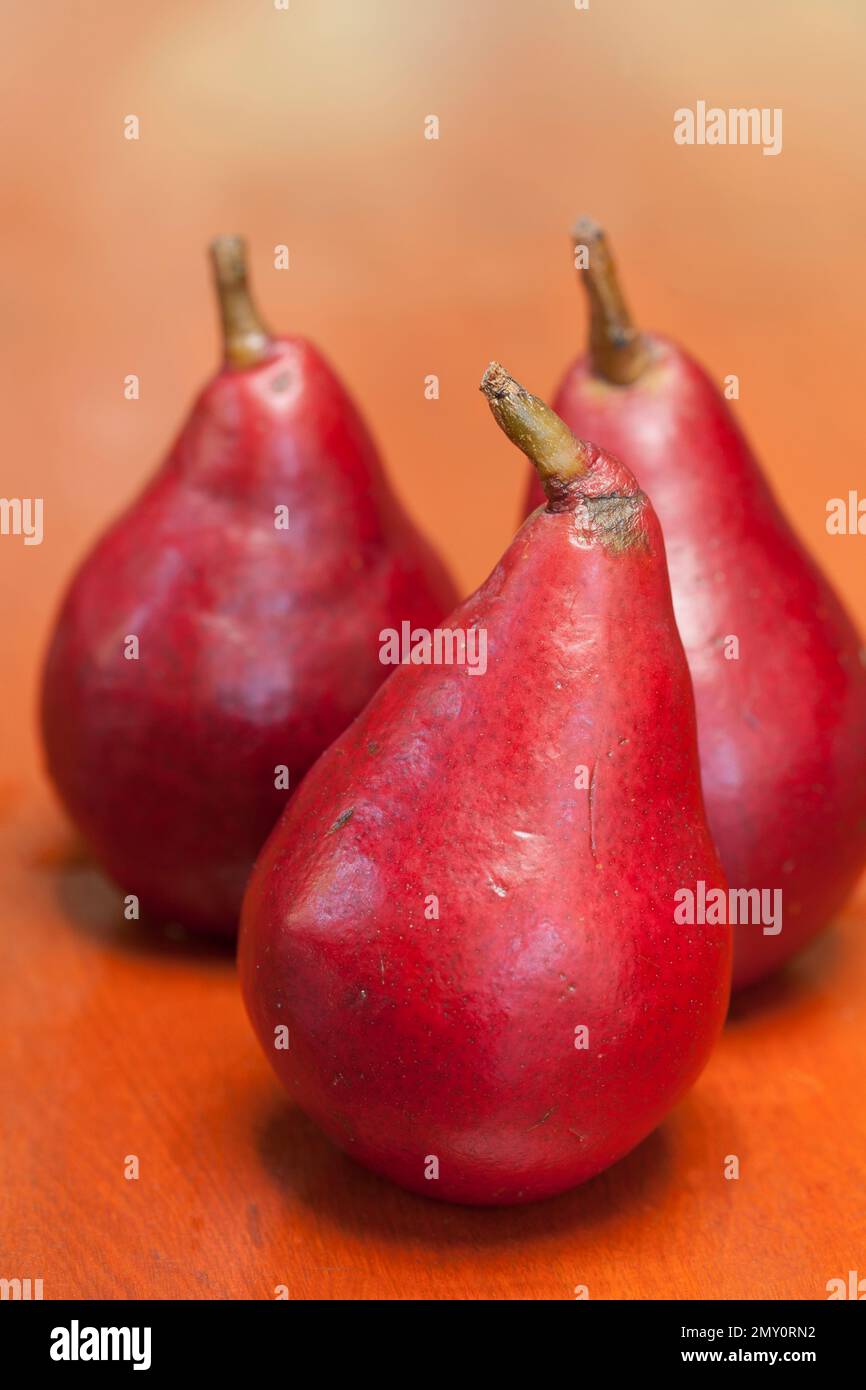 Three Red Pears Stock Photo - Alamy