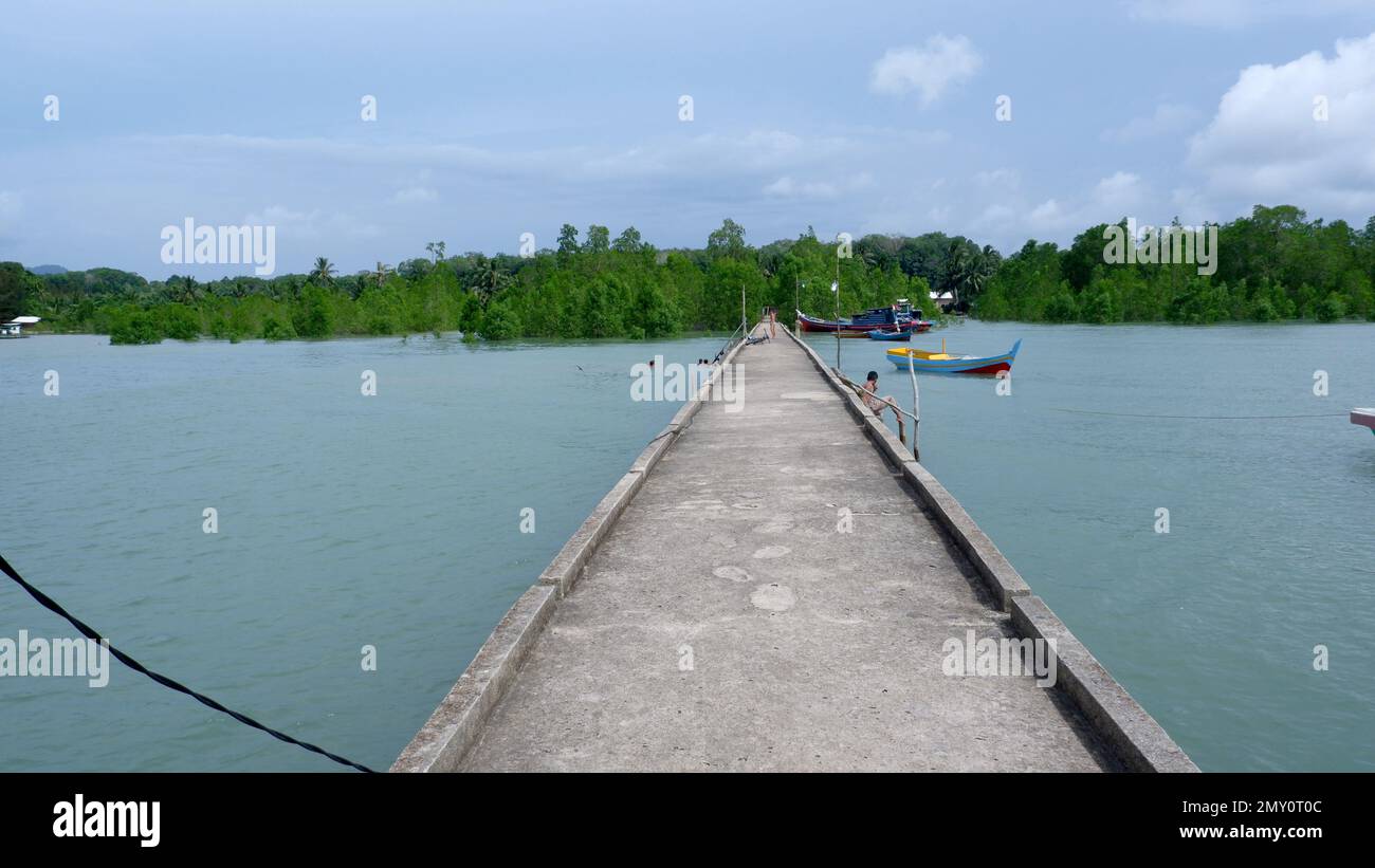 Long Concrete Jetty Above Sea Level With Avicennia Marina Forest In The ...
