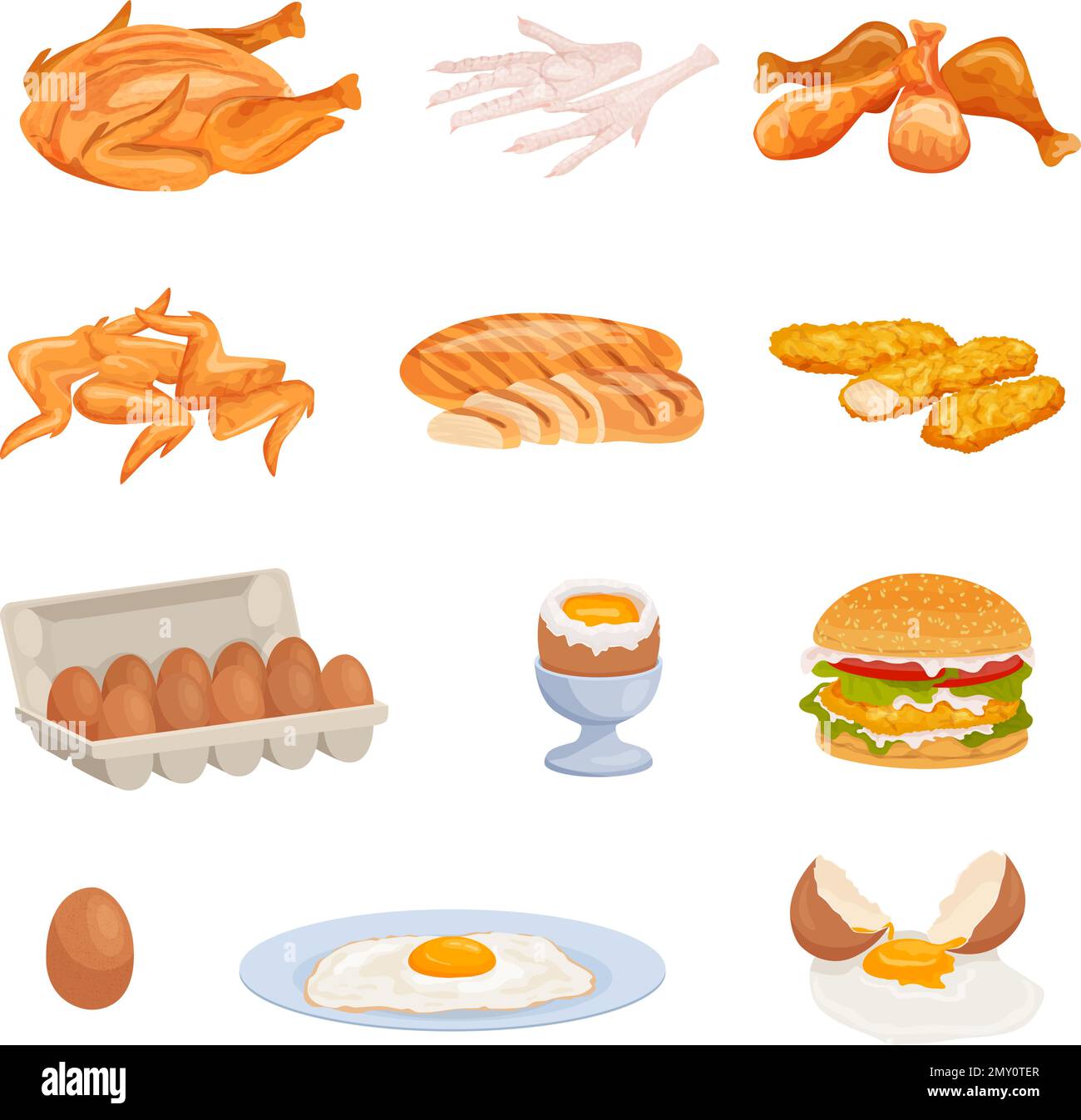 Meat bread eggs dairy Stock Vector Images - Alamy